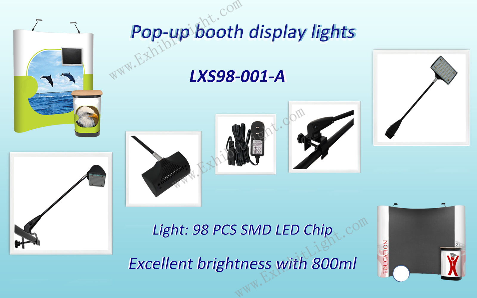 Pop Up Booth Display Lights, LXS98-001-A - Exhibit Light Factory